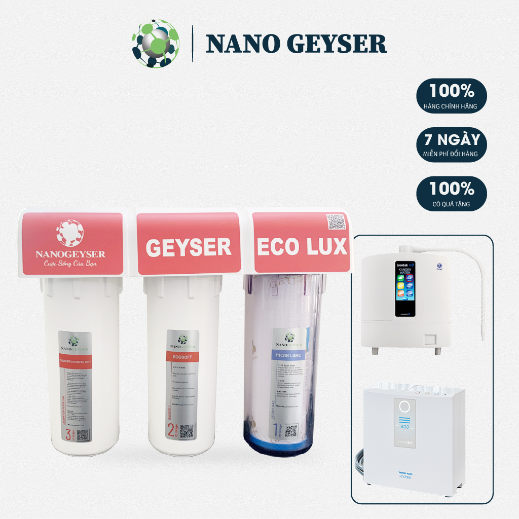 Bộ tiền xử lý cho máy Ion kiềm - Ion Geyser Eco Lux Nano Geyser - Nano ...